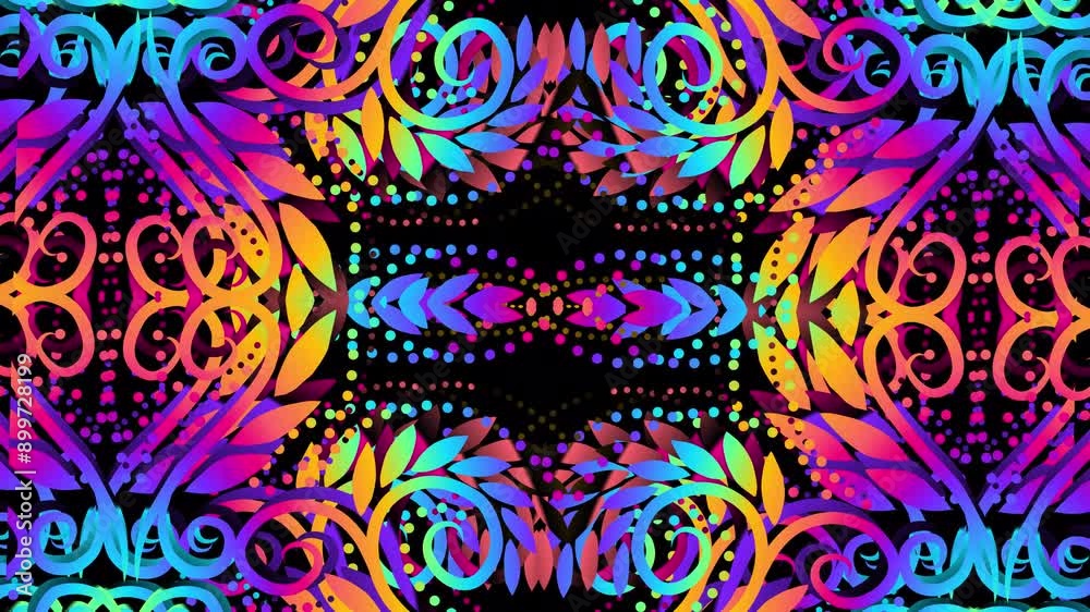 Beautiful batik dayak flowers line art motion graphics for aesthetic ...