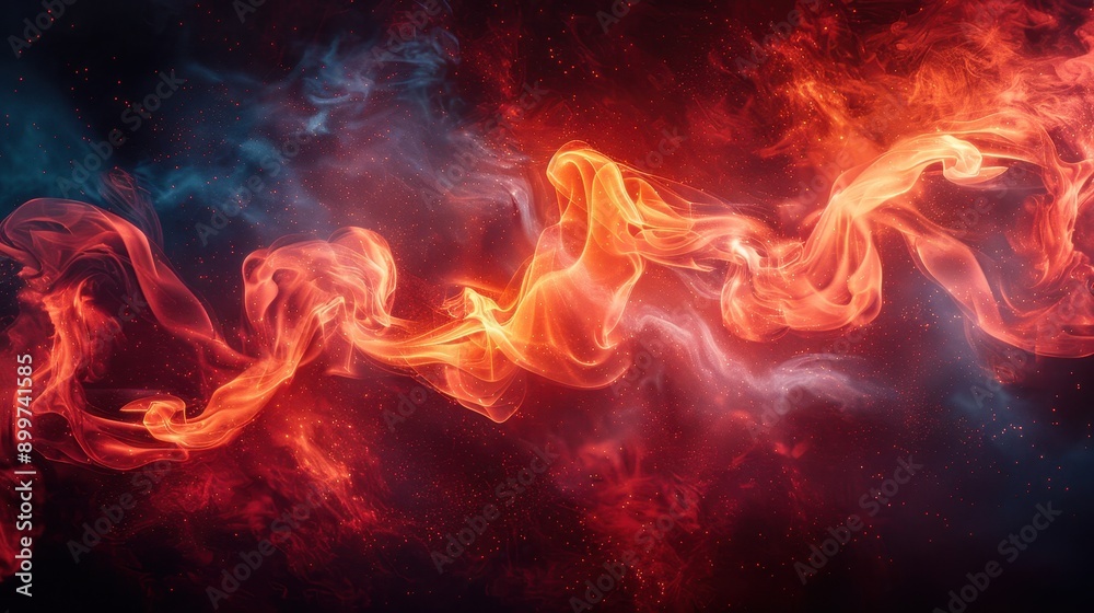 Red Smoke and Fire Background on Black, Fantasy Concept Banner with ...