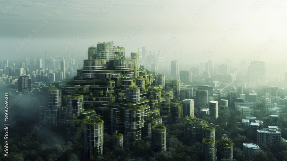 Futuristic cityscape showcasing a sprawling urban environment with ...