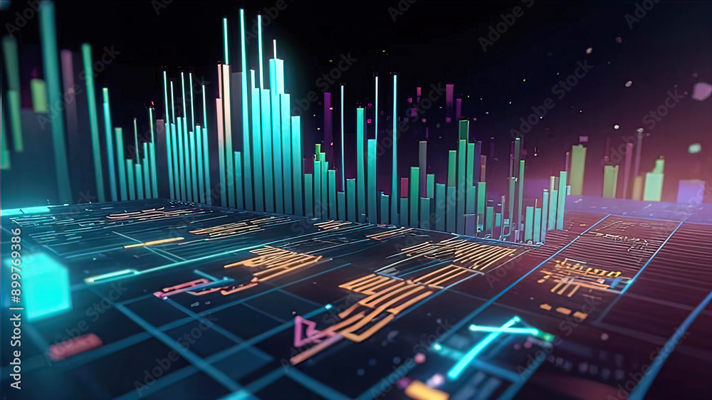 abstract image, 3D representation of a financial chart as a wallpaper ...