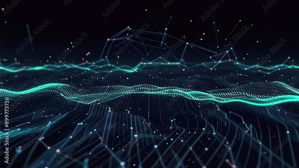 Abstract digital background with smooth lines and particles, ideal for ...