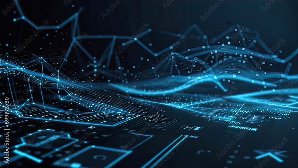 Abstract digital background with smooth lines and particles, ideal for ...