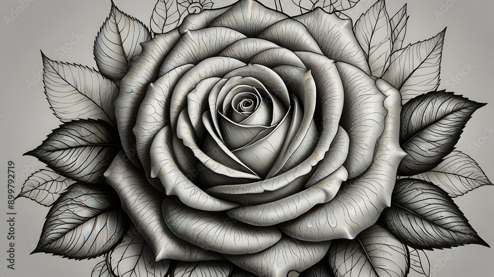beautiful rose, coloring page for adults, photo realistic, clean line ...