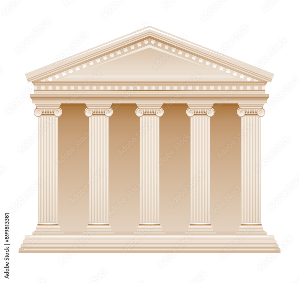 Greek and Roman temple with columns. Pillar vector building. Ancient ...