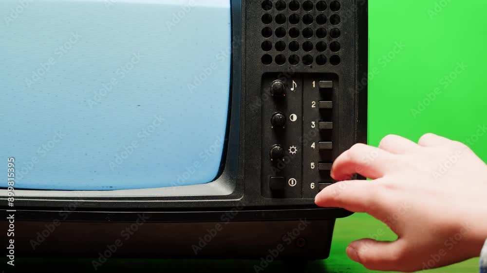 Retro Style TV Set with Green Screen chroma key background, vintage 60s ...