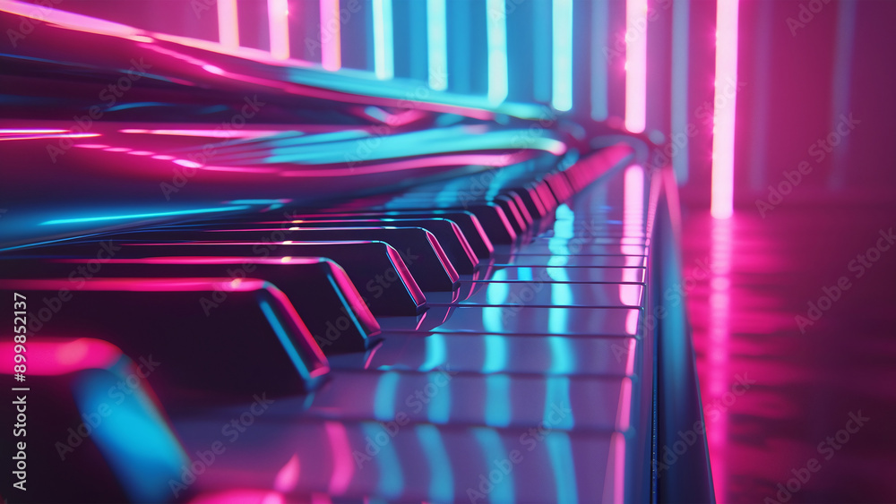 Neon Piano Keys Abstract - Vibrant Colors and Light Play Background ...