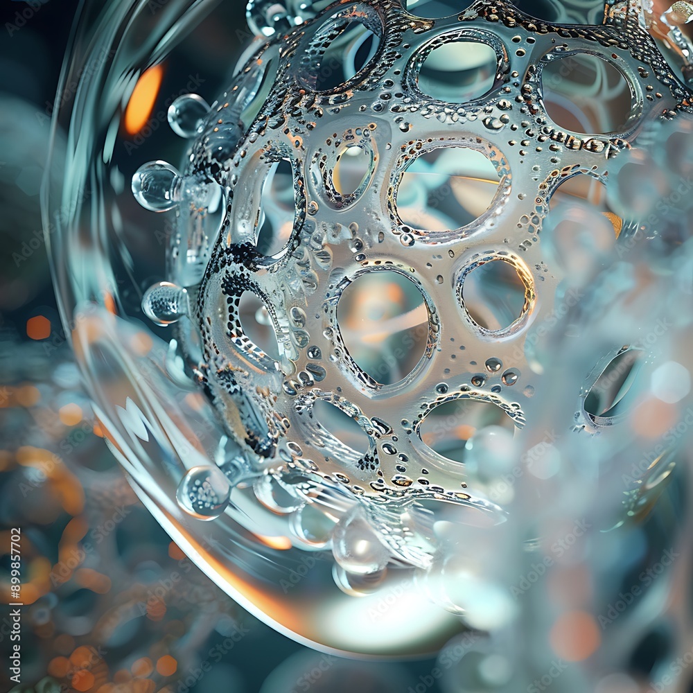 A detailed and scientific image of a transparent skin cell ...