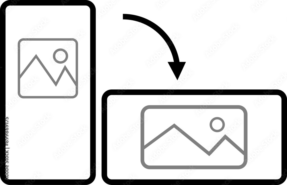 Rotate phone vector icon. Flip screen mobile phone device orientation ...