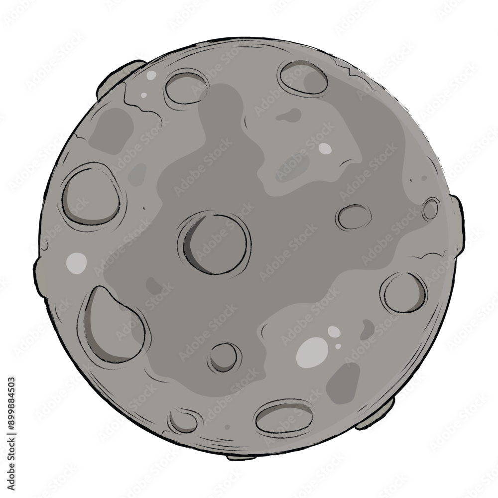 Cartoon grey moon. Vector clip art illustration. The moon on white ...