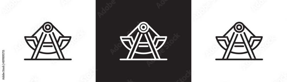Swinging boat icon, Line icons of amusement park, circus and fun place ...