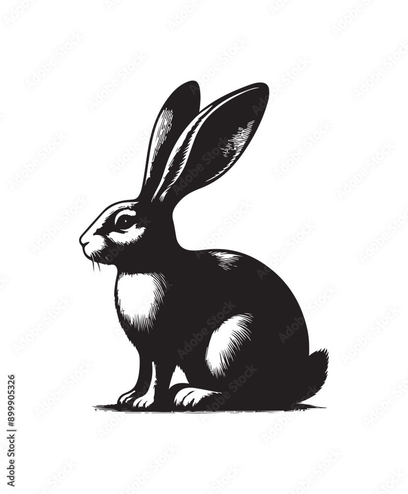 rabbit vector art,graphics rabbits icons set,vintage illustration ...