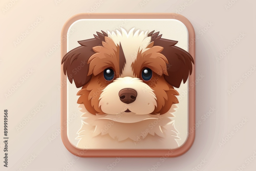 Cute dog illustration app icon with rounded corners in pastel colors ...