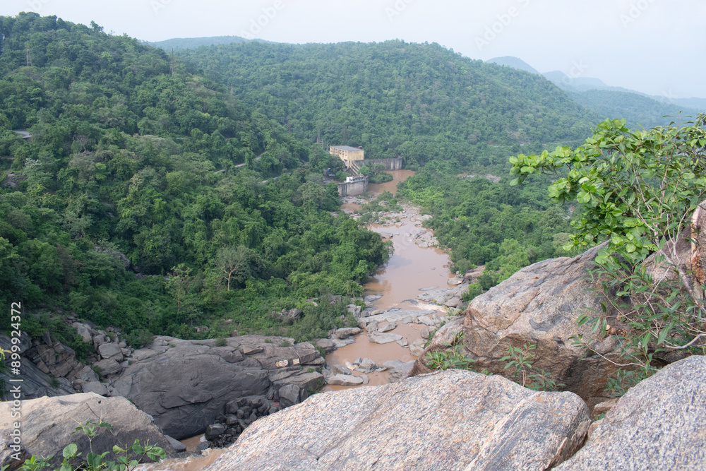 river "suwarnarekha" flowing through the gorge after cliff jump from ...