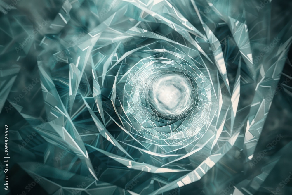 Swirling vortex of 3D polygons, gateway to digital realms Stock Photo ...
