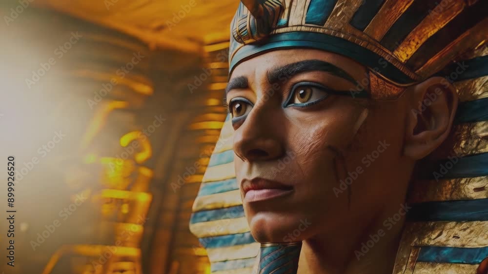 Portrait of an ancient Egyptian pharaoh. Possibly Amenhotep, Djoser, Cheops, Ramses or ...