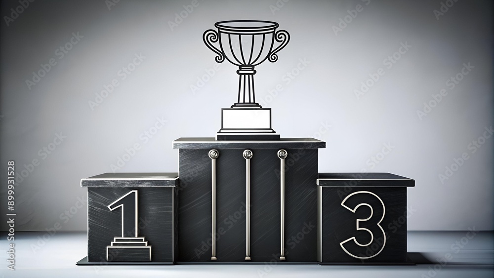 Hand drawn black award podium with written roman numbers meaning places ...