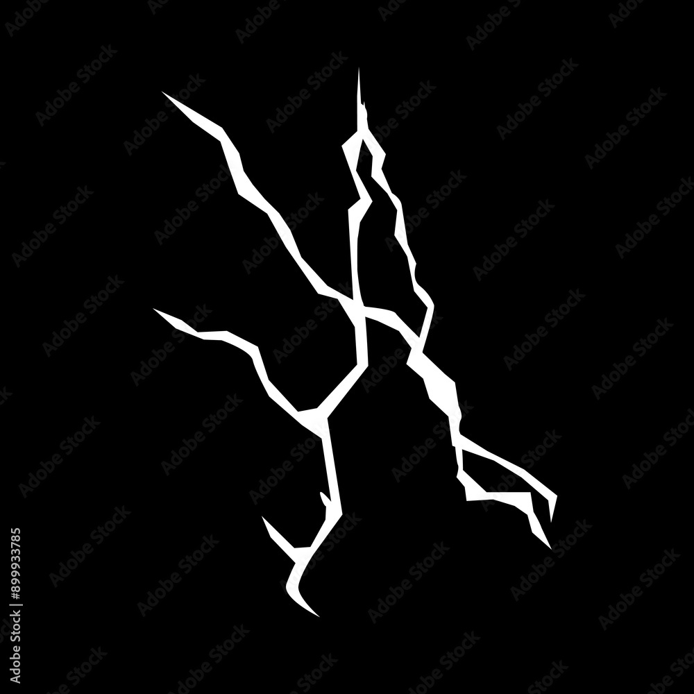 White ground crack or lightning, land surface and breaks from ...