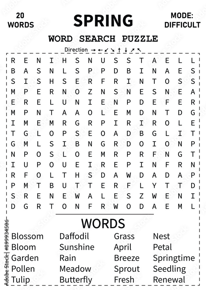 Challenging Spring Word Search Puzzle for Kids, Teens, and Adults 15x15 ...