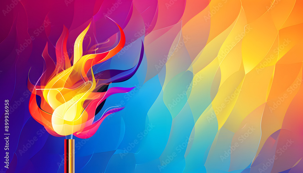olympic games banner concept with vibrant flame and colorful background ...