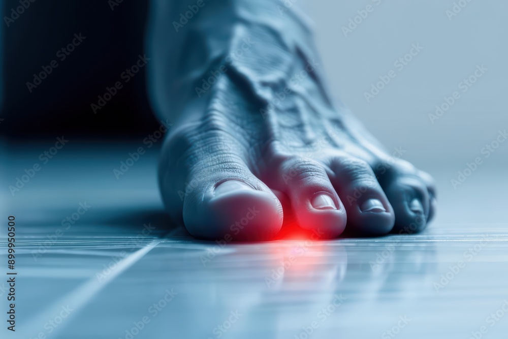 Toe Pain Red Highlight on Pain The image highlights toe pain with a red ...