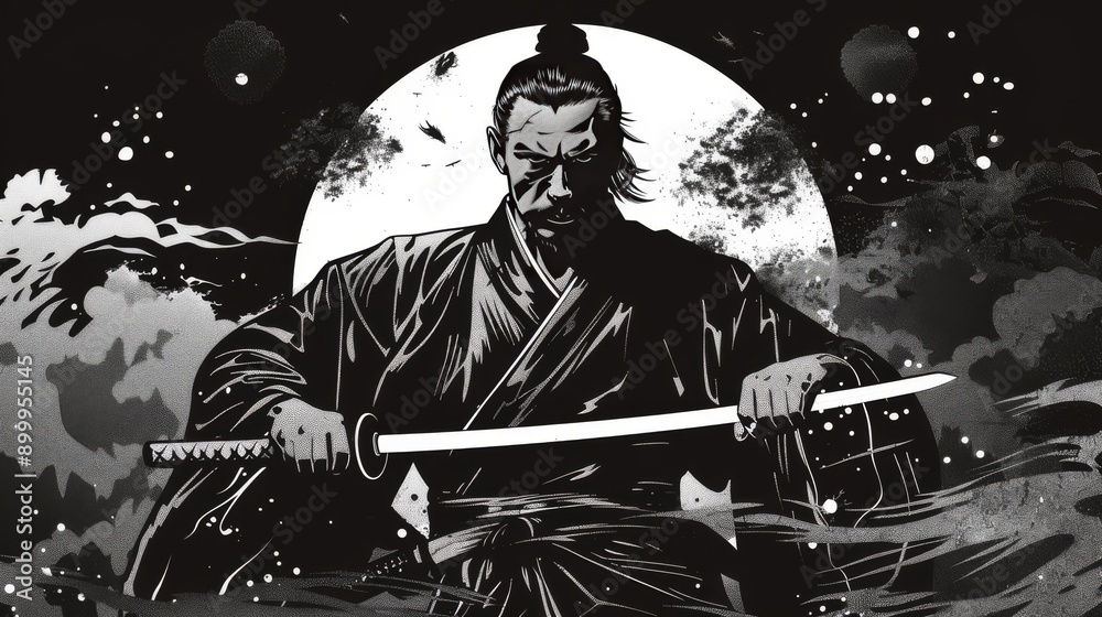 Black and white vector illustration of Bushido, suitable for tattoos ...