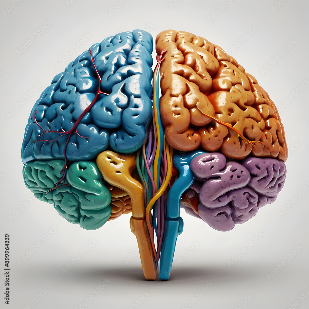 Colorful Left Brain Right Brain Conceptual Image Highlighting Cognitive ...