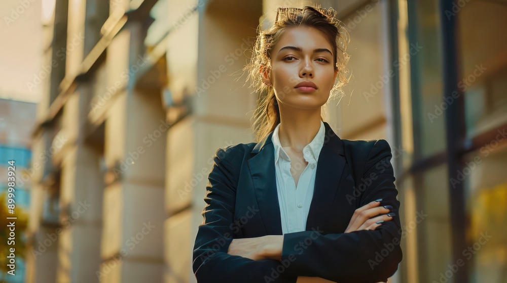 Professional model in formal attire. A young woman in an elegant outfit ...