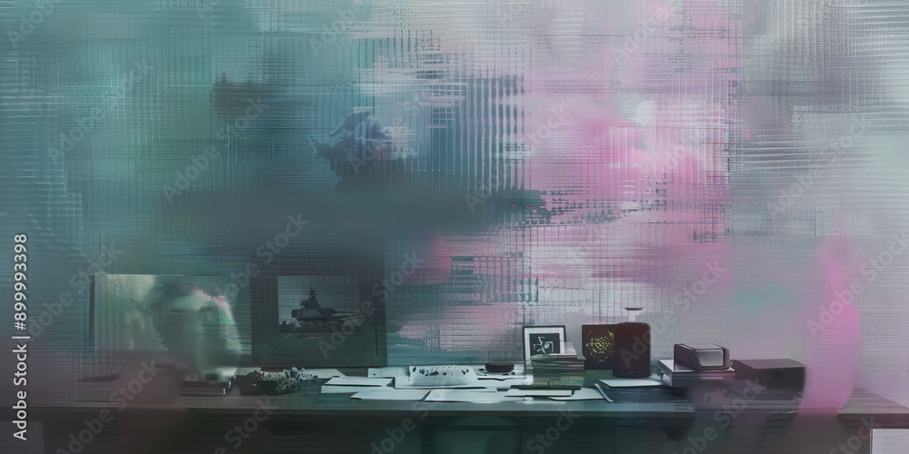 Photo Veteran's Home Office: A personal desk with mementos and photos ...