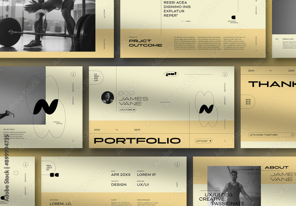Portfolio with Orange Accents Stock Template | Adobe Stock
