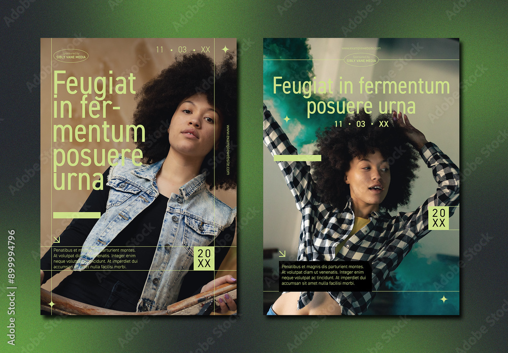 Green Poster Set Stock Template | Adobe Stock