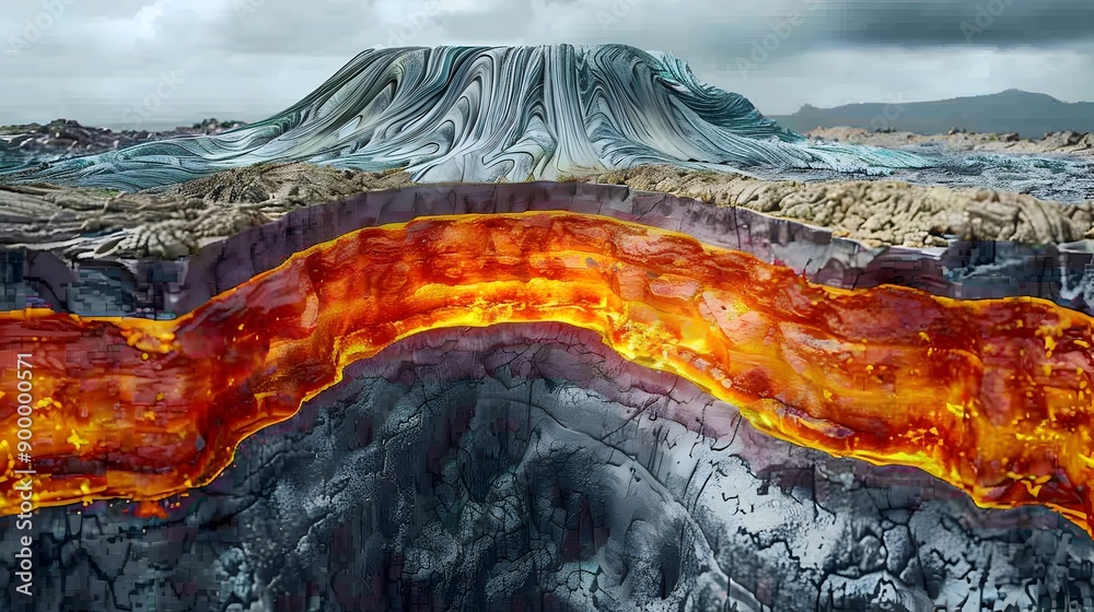 Cross section of Volcano s Magma Chamber Vents and Geological Layers ...