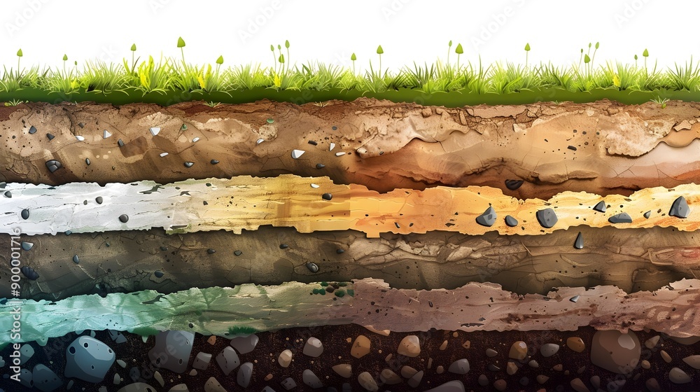 Detailed Cross section of Soil Layers Illustrating Geological ...