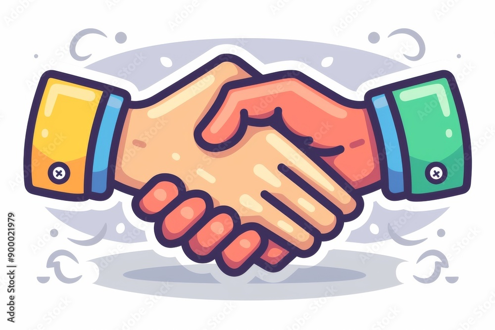 Cartoon handshake illustration collaborative and professional theme ...