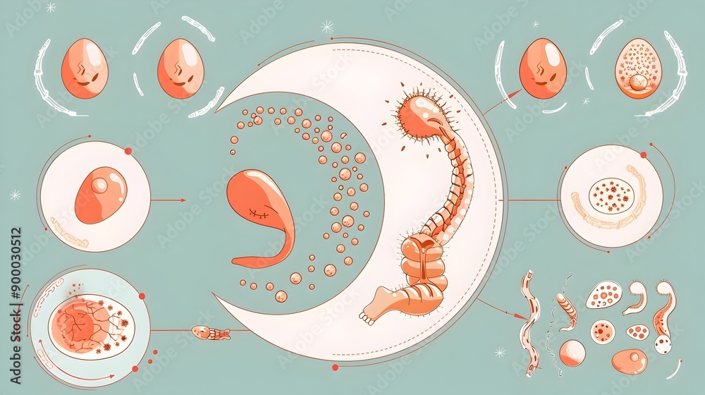 depicting the stages of embryo development from a fertilized egg to a ...