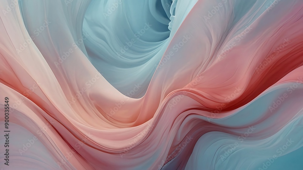 Abstract digital artwork featuring a fluid, cloud-like composition with soft, flowing shapes and ...