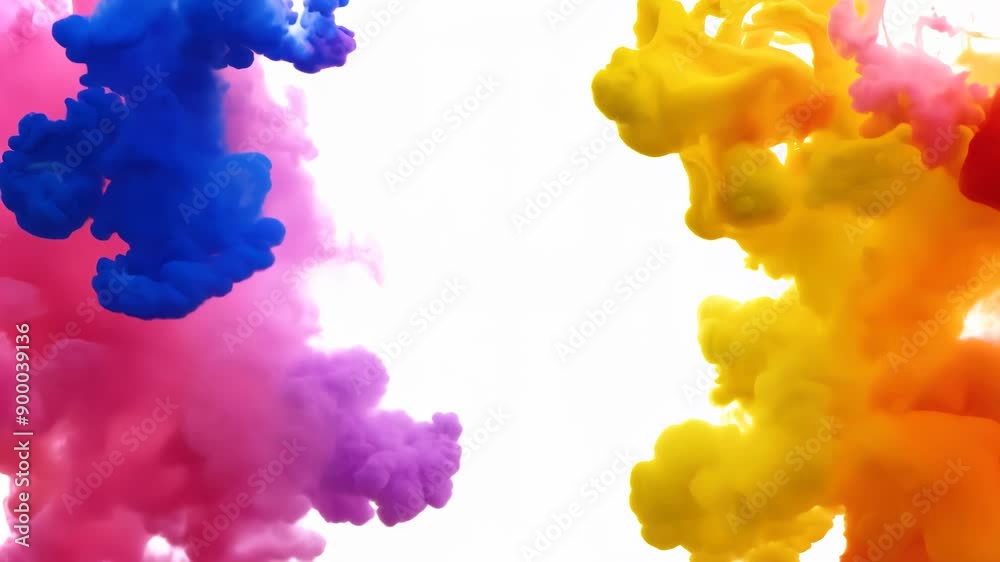Colorful powder clouds billow and morph, creating abstract shapes ...