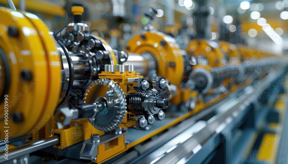 Industrial Worker Assembling Machinery Parts While Wearing Safety Gear ...