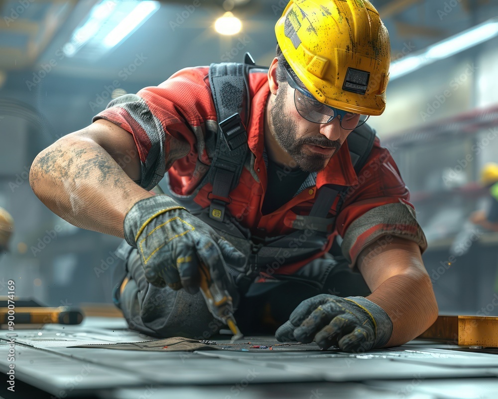 Safety First Male Construction Worker Wearing Protective Gear While ...
