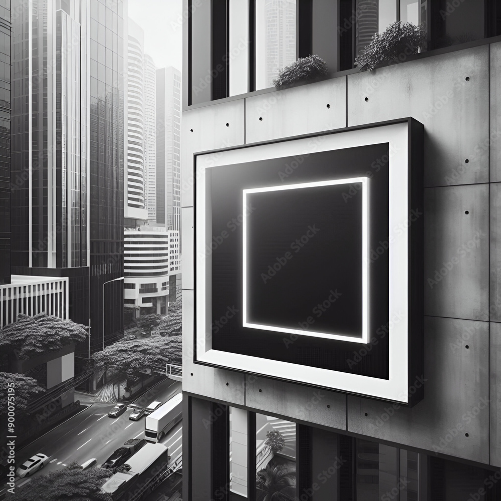 Black & White Photo of a Simple Minimalist Blank Square Mockup Border ...