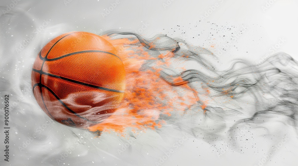 Basketball in motion against a simple gradient background, followed by ...