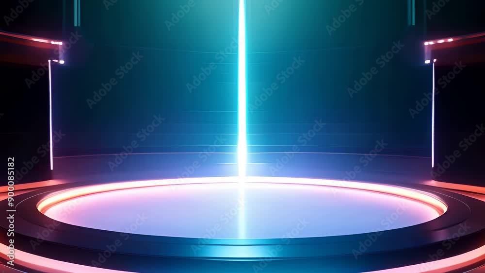 podium Futuristic showcase with platform for product displaying. Empty ...