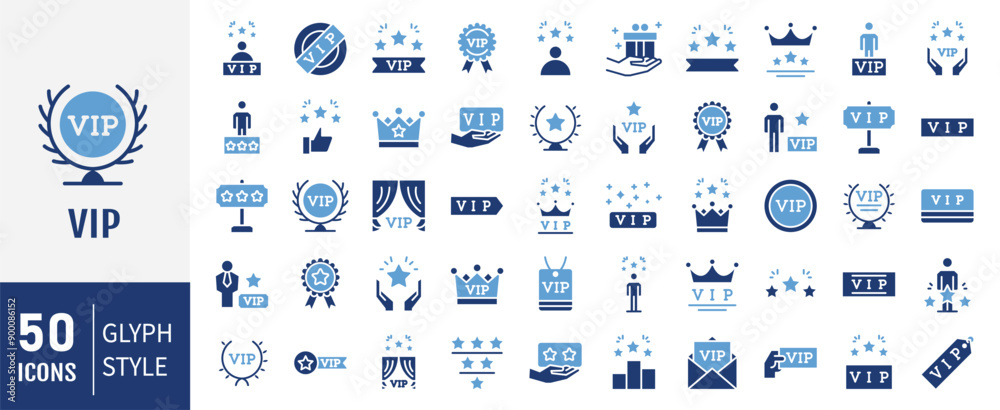 Set of 50 VIP icon. Contains such Icons as Special Guests List, Red ...