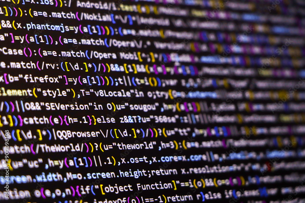 Software source code. Programming code. Programming code on computer ...
