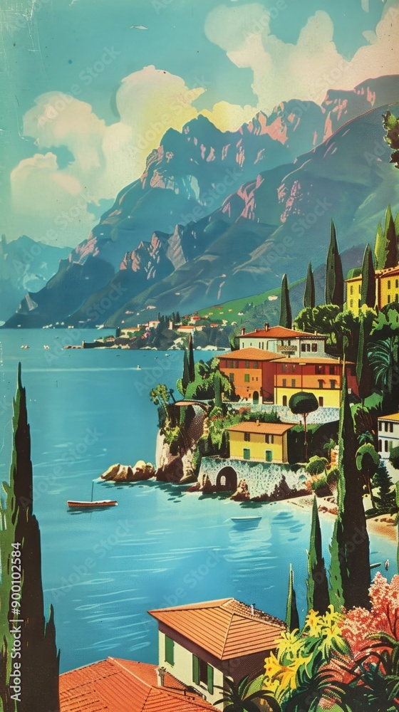 Vintage Italian Landscape Postcard: Sunny 1970s Atmosphere, Classic ...