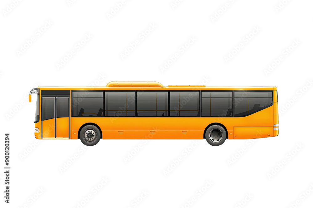 Detailed illustration of a modern city bus in yellow color, perfect for ...