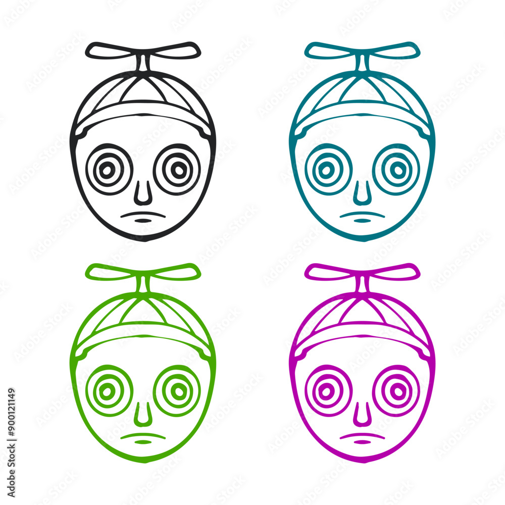 collection of line art vector icon of male head with hypnotic eyes ...
