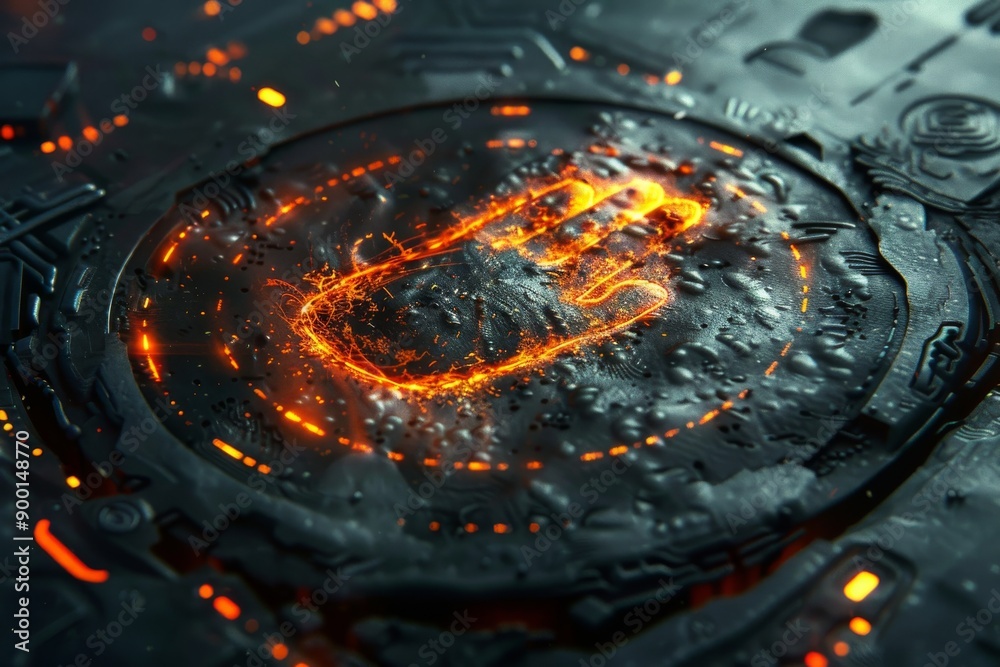 Digital Core: Close up of a digital core with glowing elements ...