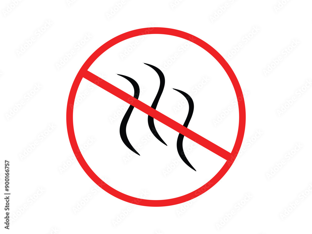 Anti bad smell icon. Odor control label. Forbidden flavors symbol ...
