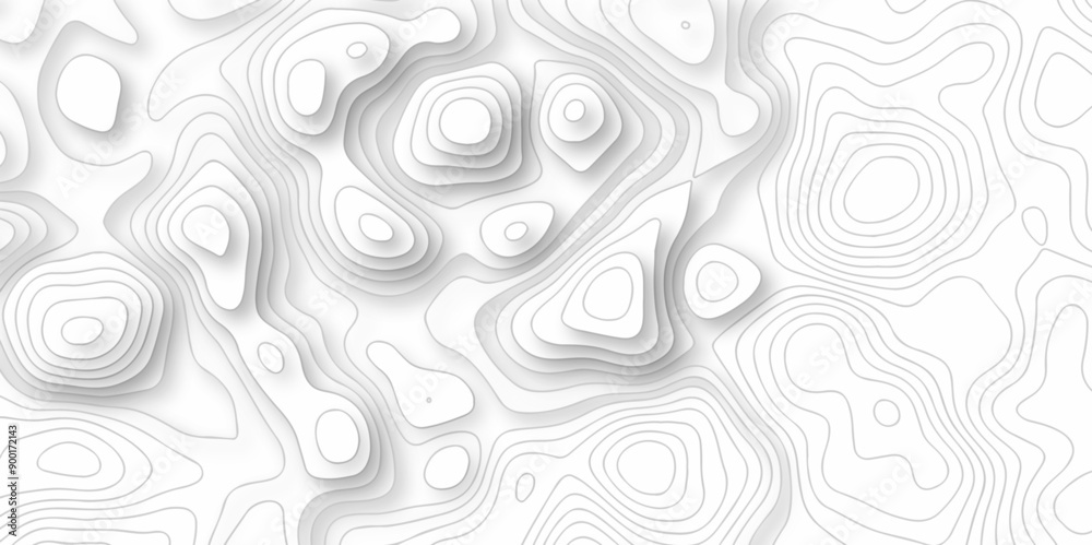 Vector white wave line geography landscape Topo contour map on white ...