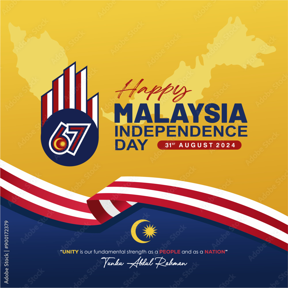 Elegant 67th Malaysia Independence Day 2024 greeting card, poster ...
